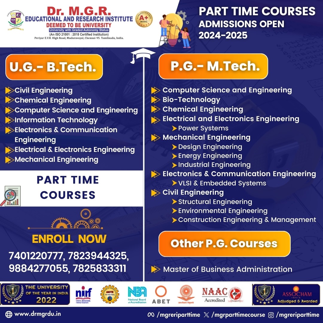 Part Time Courses Admission(2026 - 2027) - Dr.M.G.R. Educational and ...